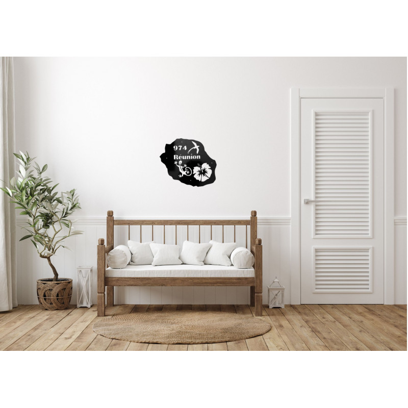 DECORATION MURALE en METAL. Motif: ILE DE LA REUNION