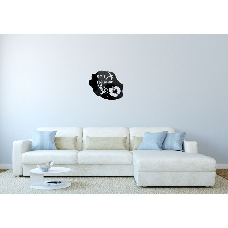 DECORATION MURALE en METAL. Motif: ILE DE LA REUNION