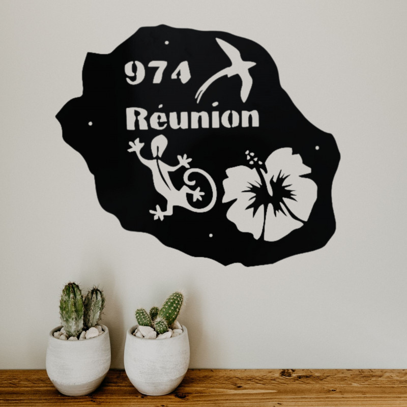DECORATION MURALE en METAL. Motif: ILE DE LA REUNION